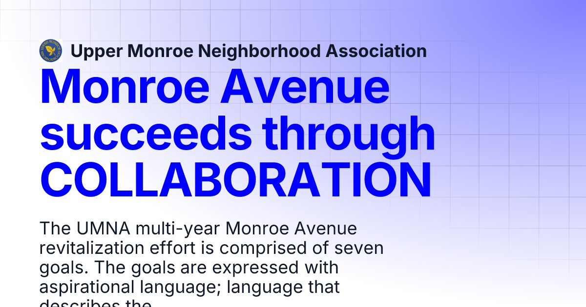 Monroe Avenue succeeds through COLLABORATION | Upper Monroe ...