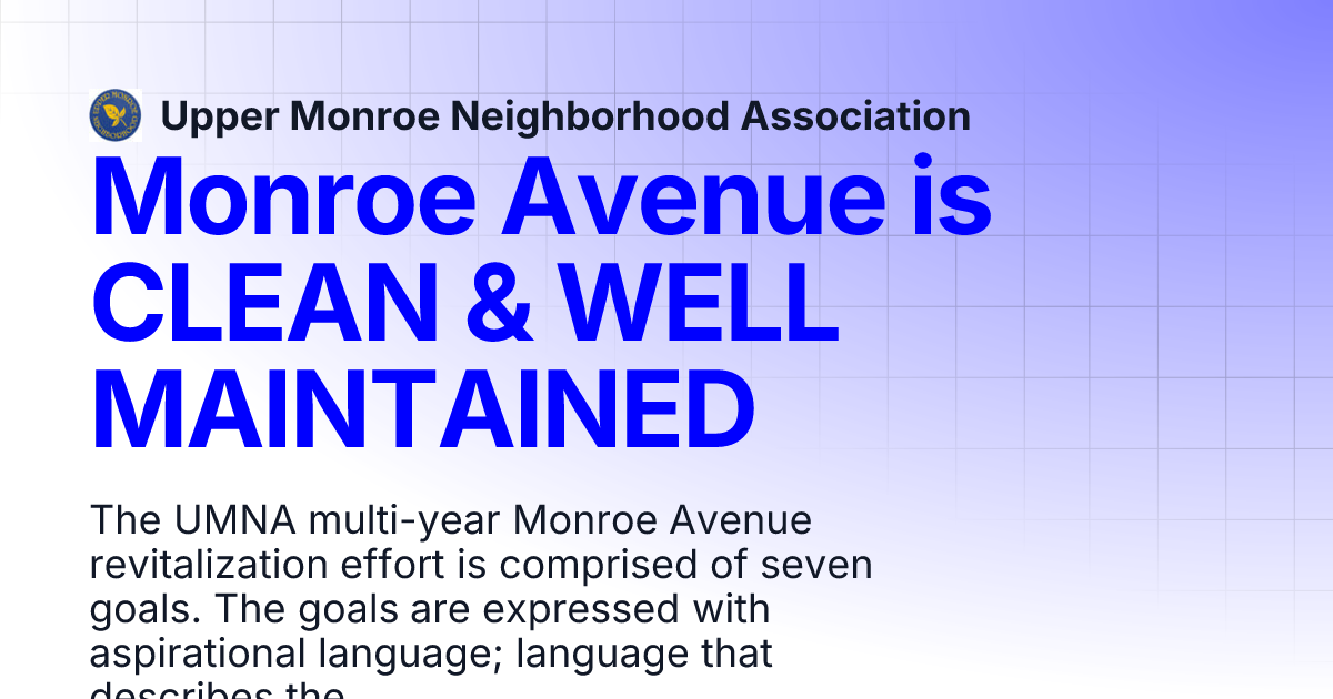 Monroe Avenue is CLEAN & WELL MAINTAINED | Upper Monroe Neighborhood ...