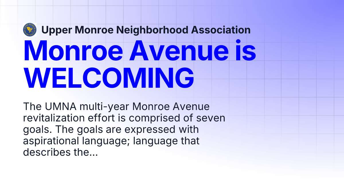 Monroe Avenue is WELCOMING | Upper Monroe Neighborhood Association